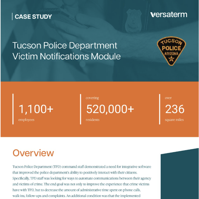 Tucson Police Department Victim Notifications Module - Versaterm
