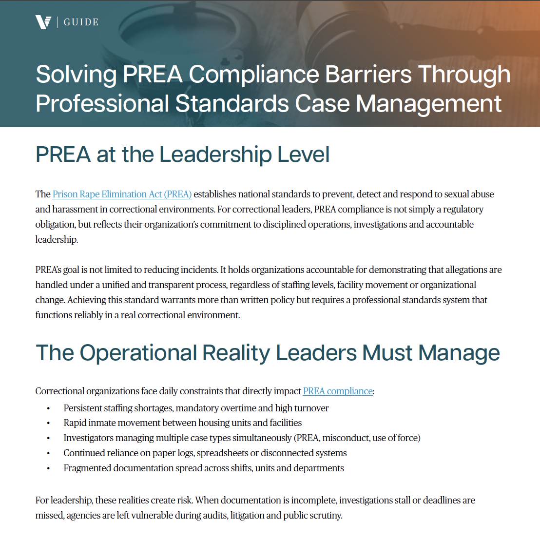 Solving PREA Compliance Barriers Through Professional Standards Case ...