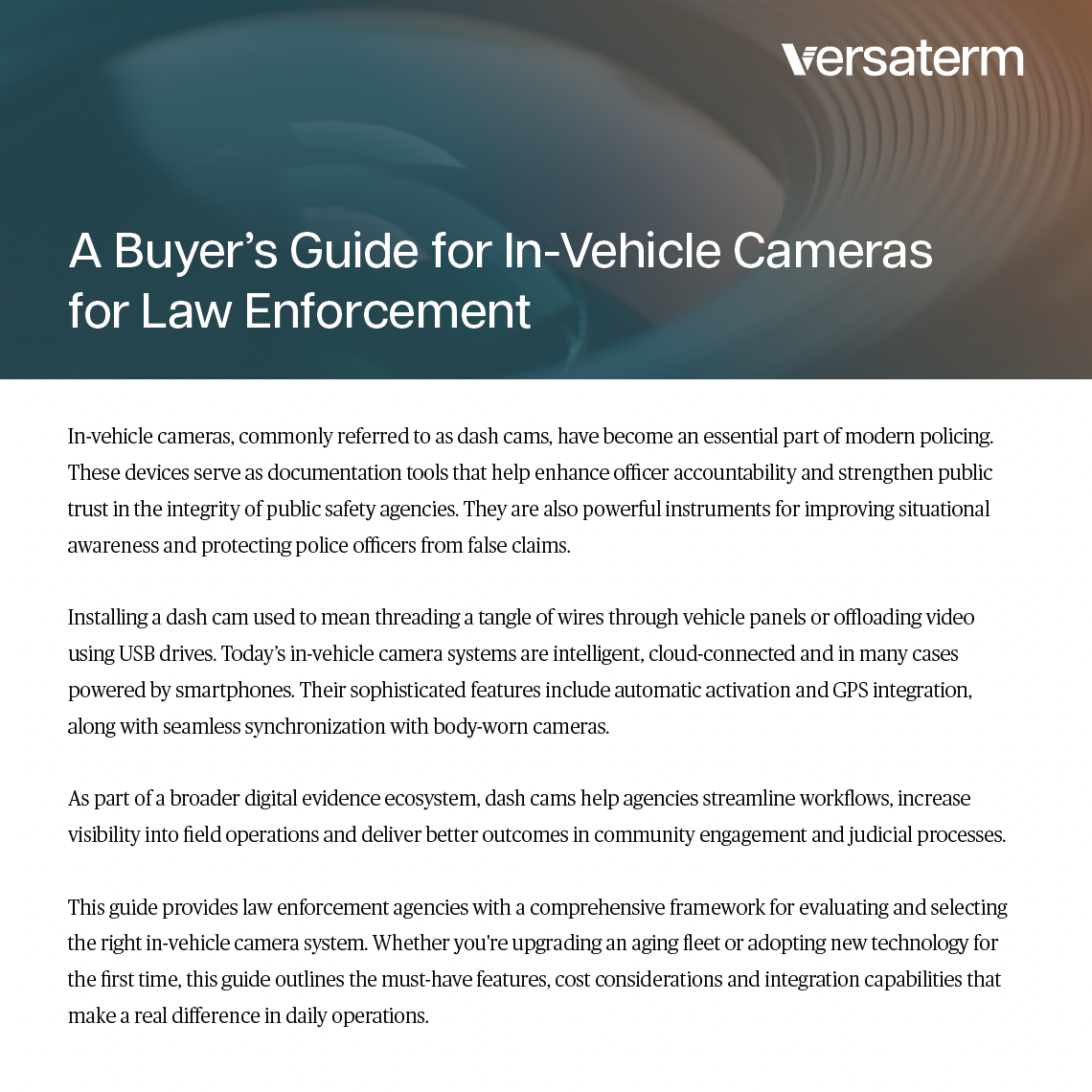 A Buyer’s Guide for In-Vehicle Cameras for Law Enforcement - Versaterm